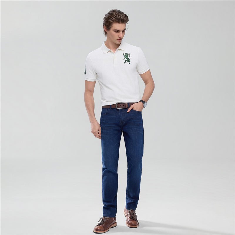 Giordano Men's Skinny Taper Stretch Denim Jeans With Elastic Waist | Blue
