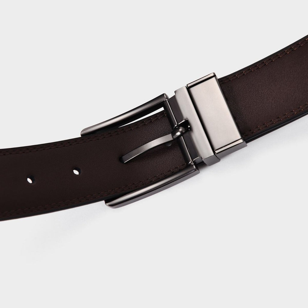 Men’S Reversible Leather Belt With Classic Buckle - BlackBrow ...